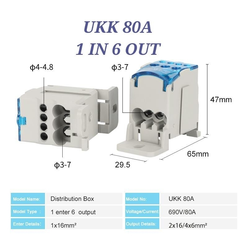 Jual Distribution Box Din Rail Terminal Block Junction Box 80A 125A 160A 250A 400A 500A Kotak ...