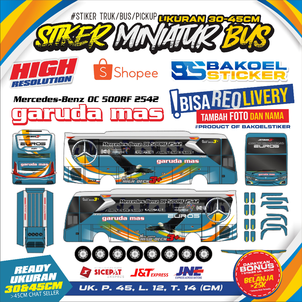 Jual STIKER MINIATUR BUS JETBUS3+ UK. 30-45CM | Shopee Indonesia