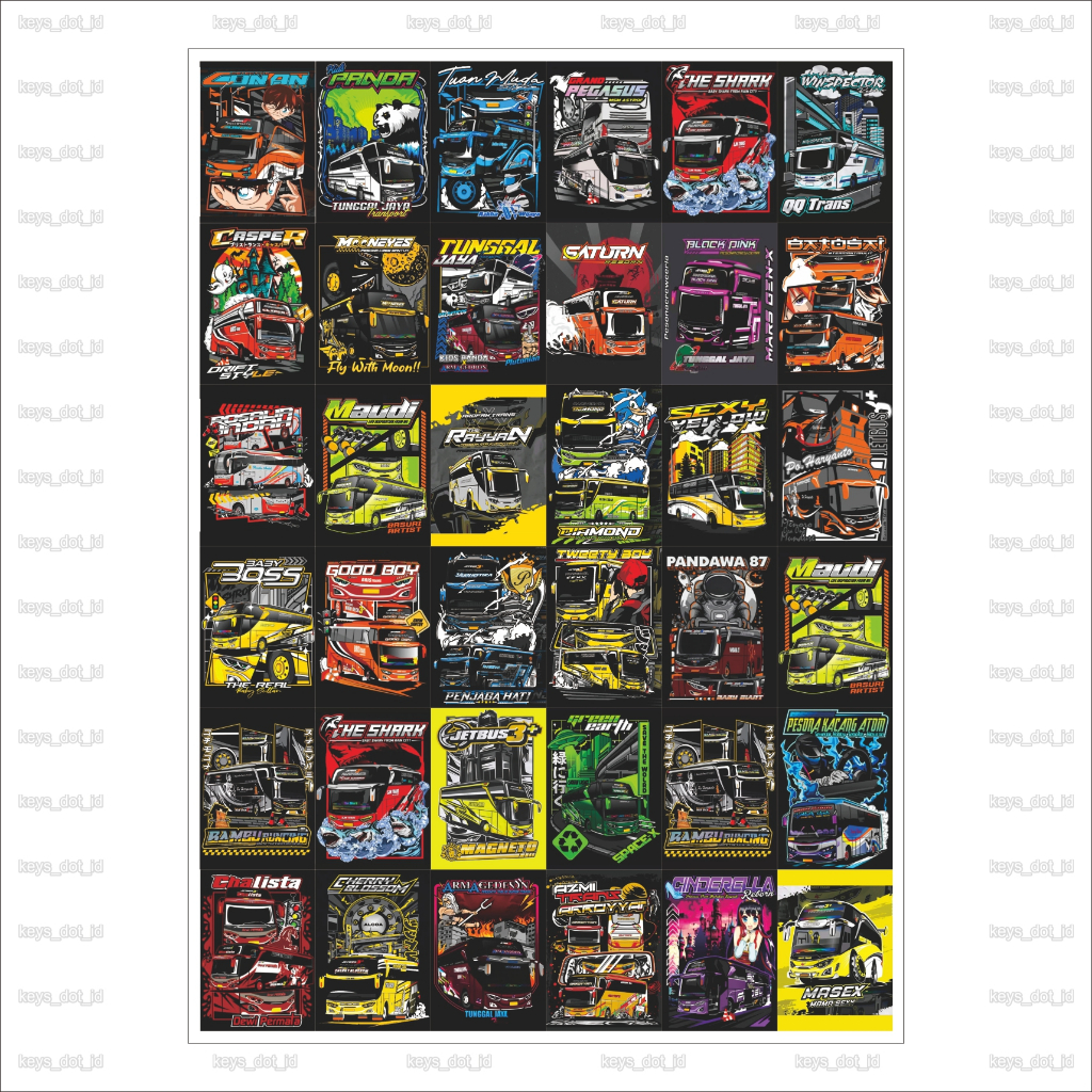 Jual Stiker Bus Basuri isi 36pcs, Stiker Bus Mania, Stiker Bus Viral ...