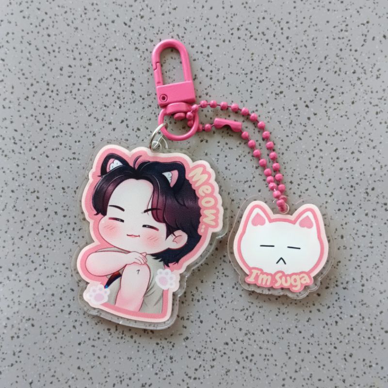 Jual KEYCHAIN ACRYLIC/GANTUNGAN KUNCI TATTO 7 SUGA MEOW | Shopee Indonesia