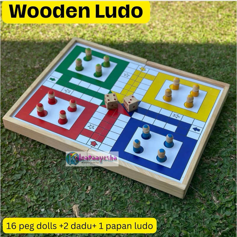 Jual Mainan Ludo Kayu Jumbo pinus free 16 peg doll dan 1 dadu kayu ...