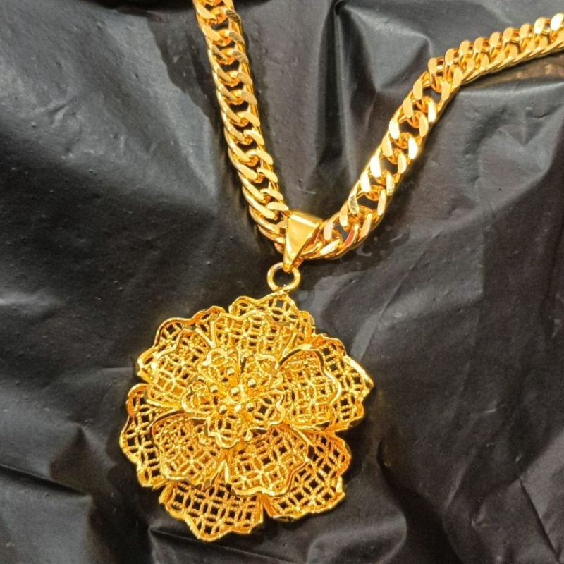 Jual Satu Set Kalung Bunga Cantik Lapis Emas 24K Dengan Panjang 60cm ...