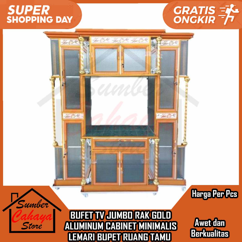 Jual [Kargo] BUFET TV JUMBO GOLD SERBAGUNA MINIMALIS RAK MODERN CABINET ...
