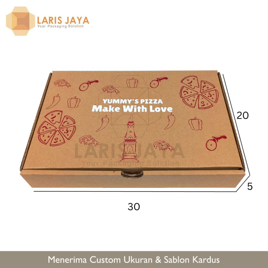 Jual Kardus Yummy Pizza Diecut /Dus Kemasan Pizza / Kardus Pizza / Box ...