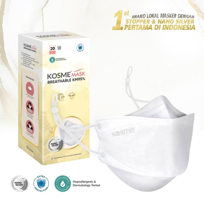 Jual Kosme Mask Breathable KM95% isi 20 Warna Putih | Shopee Indonesia