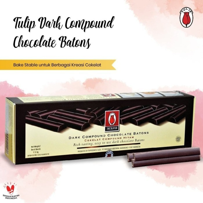 Jual Tulip Coklat Stick Dark Compound Chocolate Batons 1,5 Kg | Shopee ...