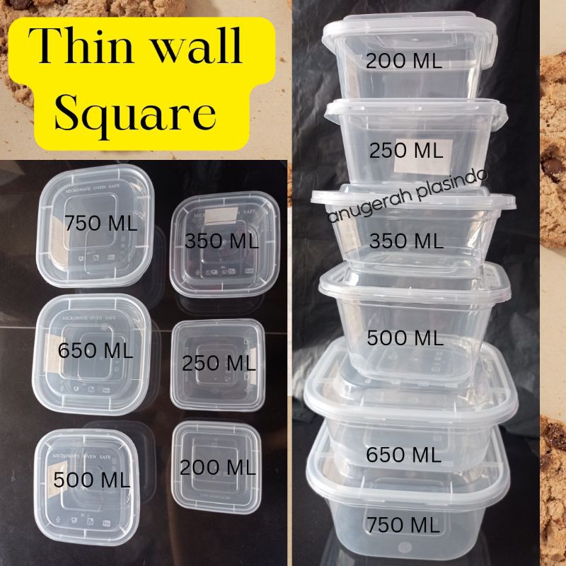 Jual kotak makan plastik thinwall DM square 250ml isi 50 pc | Shopee ...