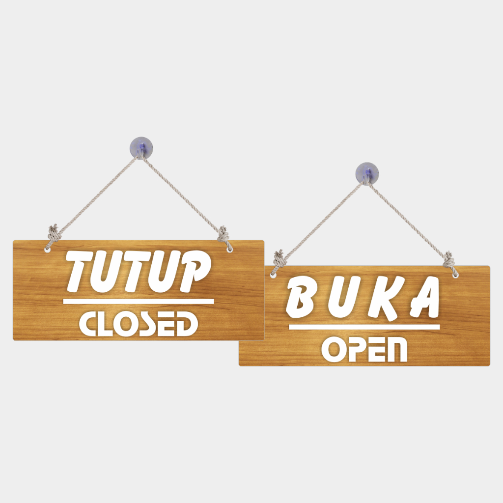 Jual Tulisan 𝗢𝗣𝗘𝗡 𝗖𝗟𝗢𝗦𝗘 𝗕𝗢𝗟𝗔𝗞 𝗕𝗔𝗟𝗜𝗞 𝗞𝗔𝗬𝗨 8X20 cm papan besar gantung ...