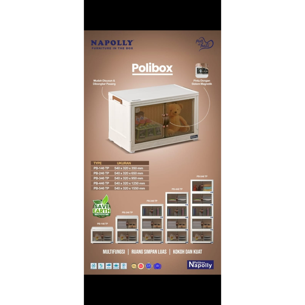 Jual CONTAINER BOX LIPAT RAK SERBAGUNA LEMARI SUSUN PLASTIK NAPOLLY ...