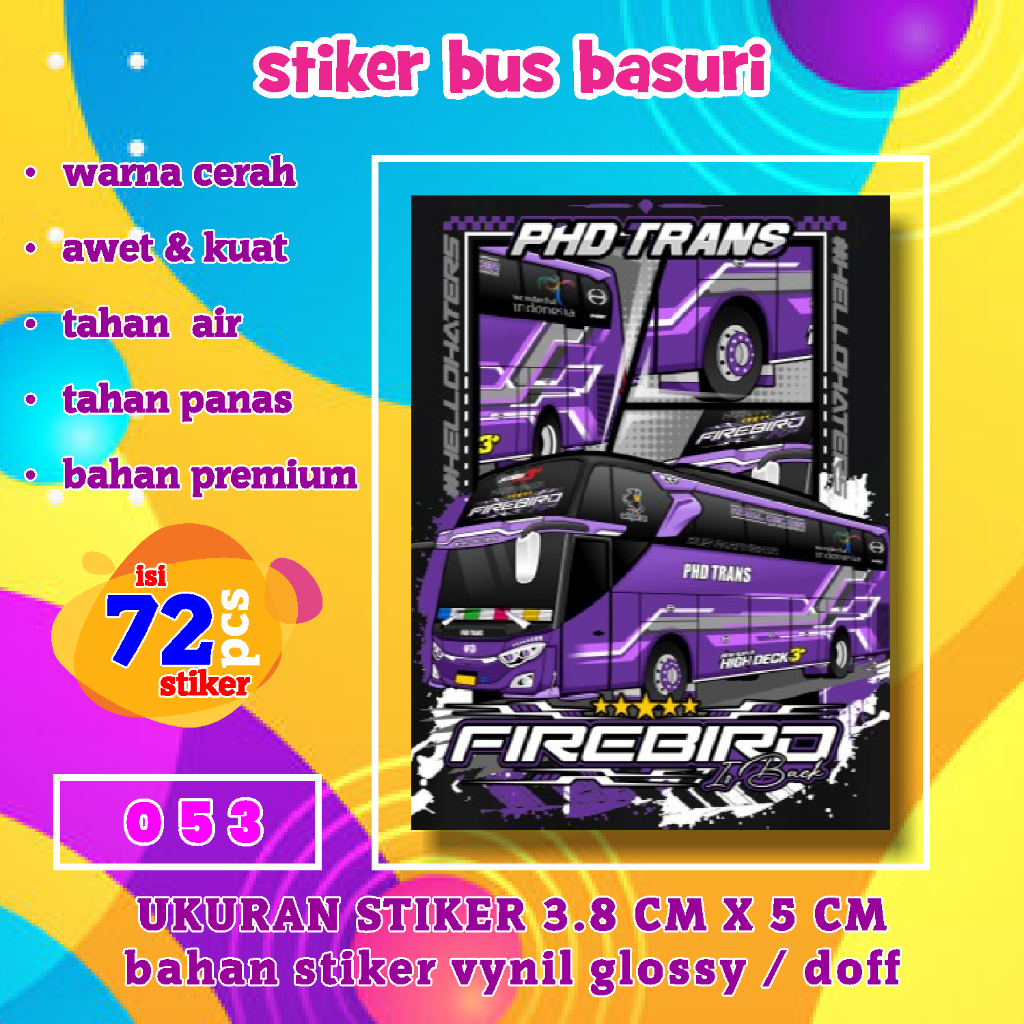 Jual VIRAL stiker bus basuri isi 72 stiker [ black angel anti kecot ...