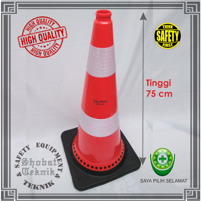 Jual Trafic cone 75 Best hitam / Kerucut Pembatas Jalan/ Kerucut Raber ...
