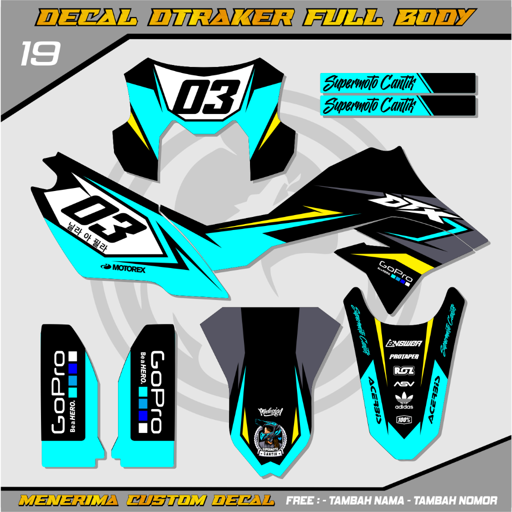 Jual Stiker Decal Dtracker Dtx New Hologram 150 Full Body Biru Muda ...