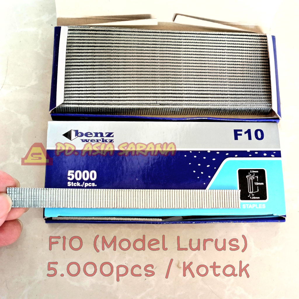 Jual Brad Nail F10 (10mm) Staples BENZ Refill Isi Stapler Paku Tembak ...