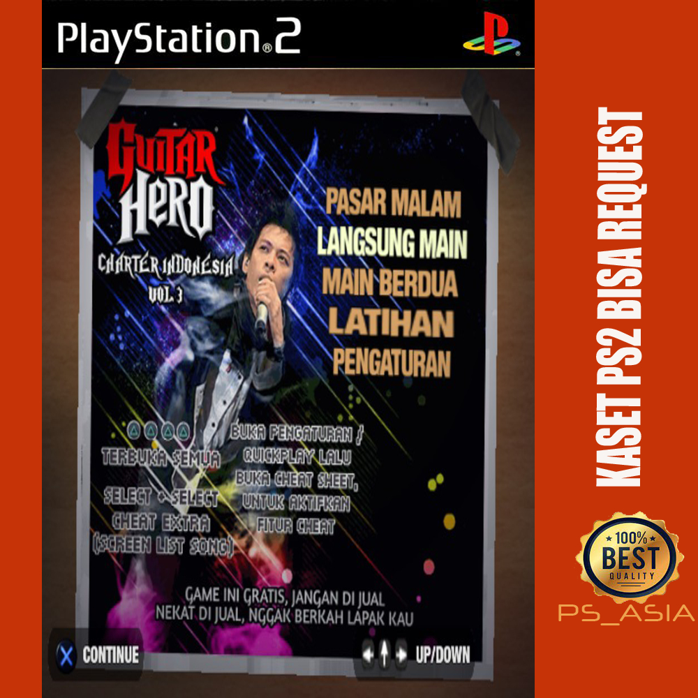 Jual Kaset PS 2 GUITAR HERO CHARTER INDONESIA VOL 3 (2022) Gitar Hero ...