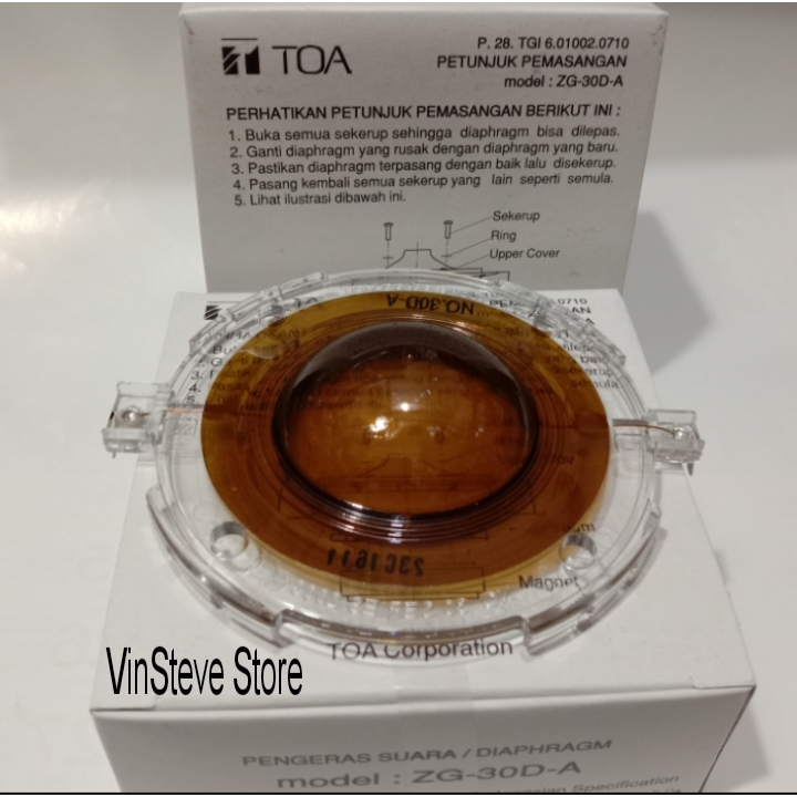 Jual Spool Diaphragm TOA 25 Watt ZG-30D-A (Original Product) | Shopee ...