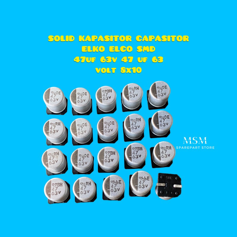 Jual SOLID KAPASITOR CAPASITOR ELKO ELCO SMD 47uf 63v 47 uf 63 volt ...