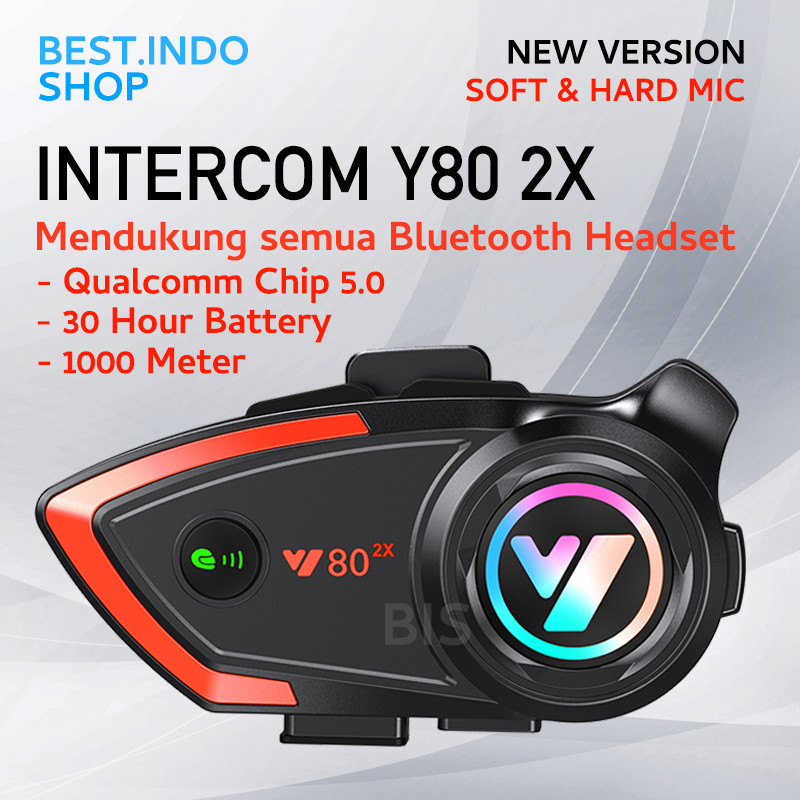 Jual Intercom Y80 2x Intercom Helm Bluetooth Intercom Headset Rider 2 Arah | Shopee Indonesia