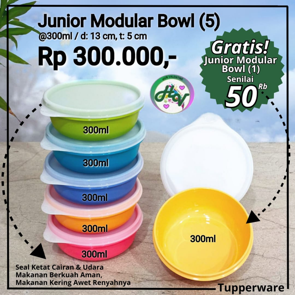 Jual TUPPERWARE JUNIOR MODULAR BOWL 300ML/ BOWL KECIL UKURAN 300ML BY ...