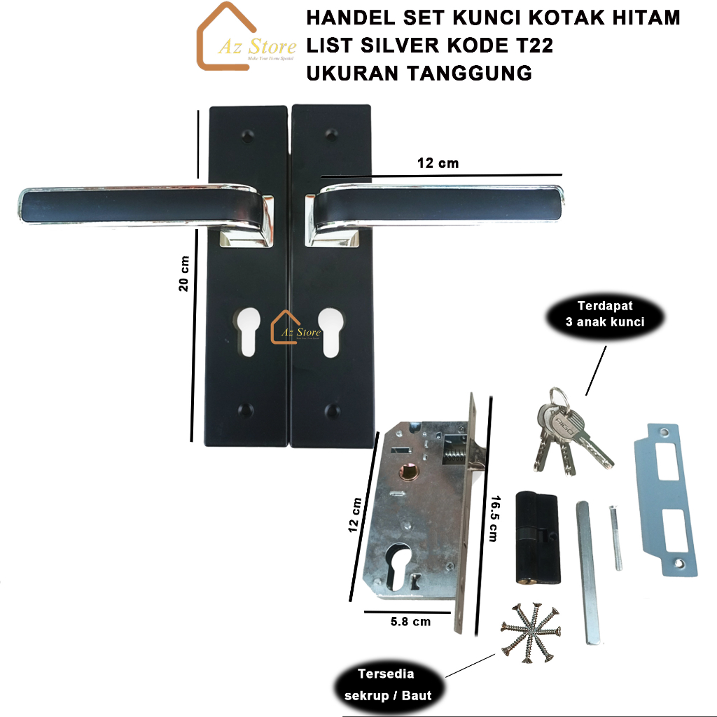Jual Handle Pintu set kunci Body Ongkel Kunci Pintu Ukuran Tanggung ...