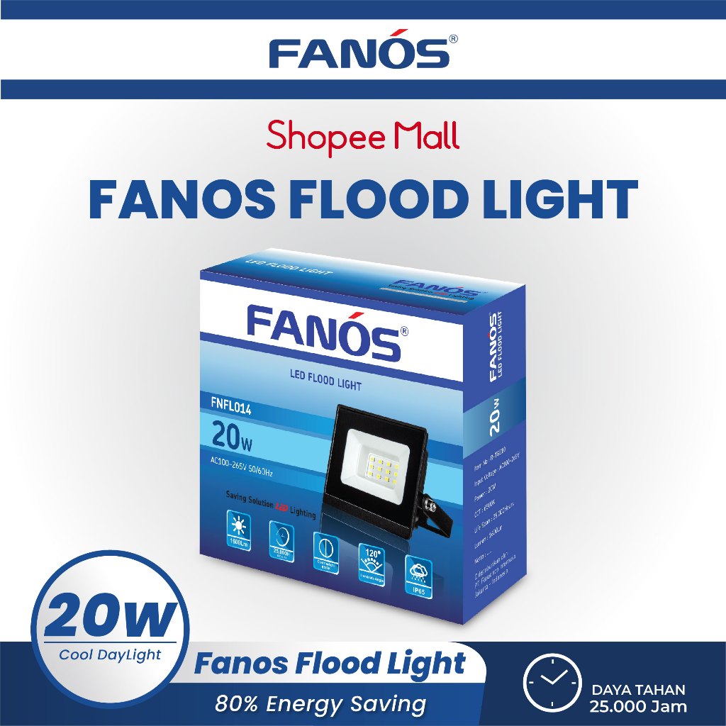 Jual FANOS Flood Light 20WATT Lampu Sorot/Tembak Led - Cool DayLight | Shopee Indonesia