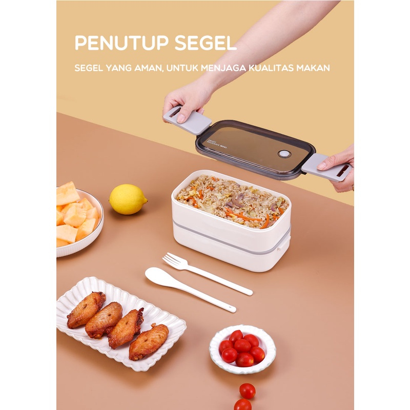 Jual BONBOX Kotak Makan 2 Tingkat Lunch Box Susun Microwaveable Food ...