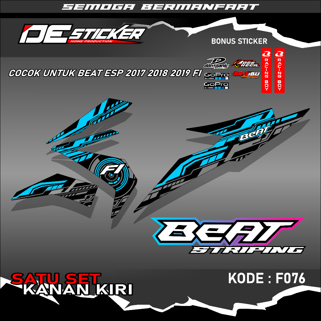 Jual striping beat variasi rainbow Striping stiker setiker Motor Beat ...