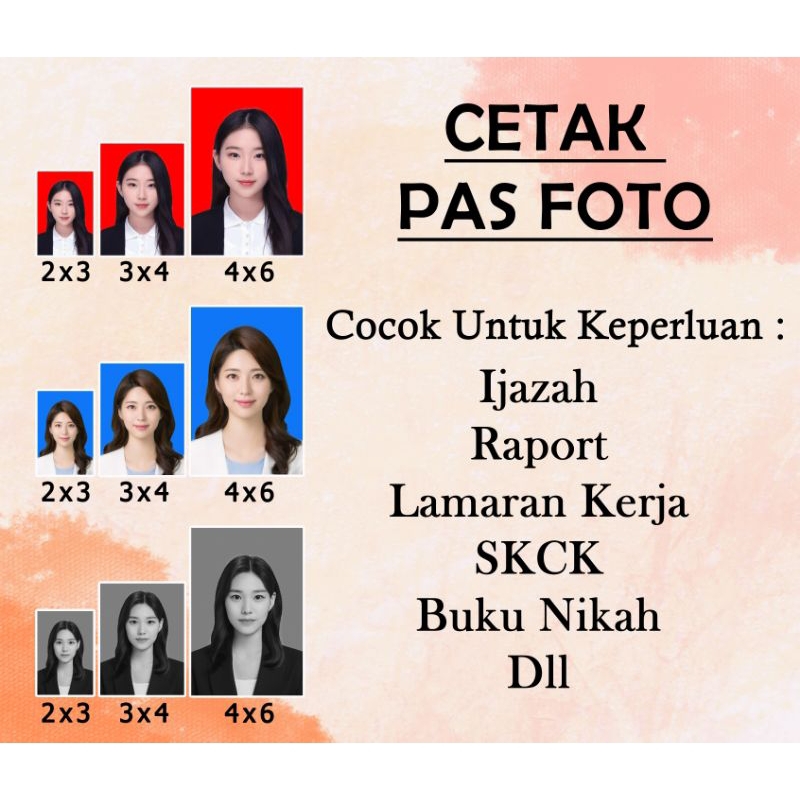 Jual CETAK PAS FOTO UKURAN 2x3 3x4 4x6 | Shopee Indonesia
