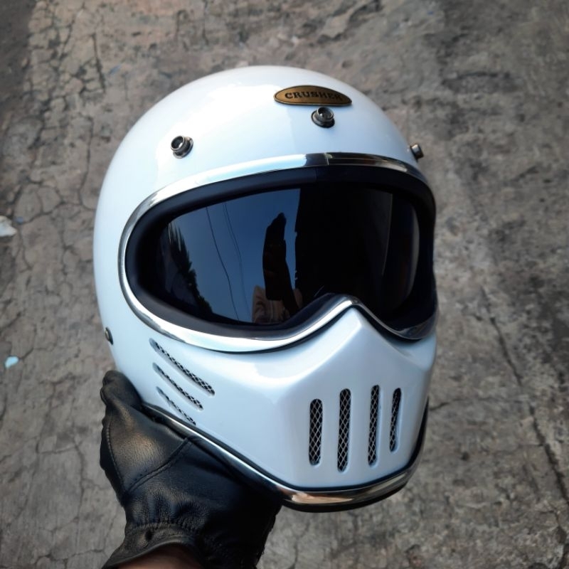 Jual Helm Cakil Custom M30 White Glossy Include Inner Visor Custom by ...
