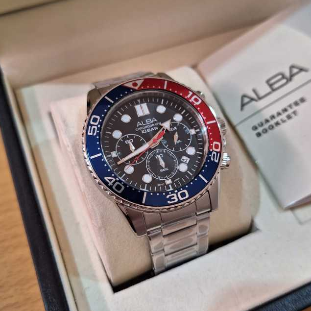 Jual JAM TANGAN PRIA ALBA AT3J35X1 PEPSI CHRONOGRAPH ORIGINAL | Shopee ...