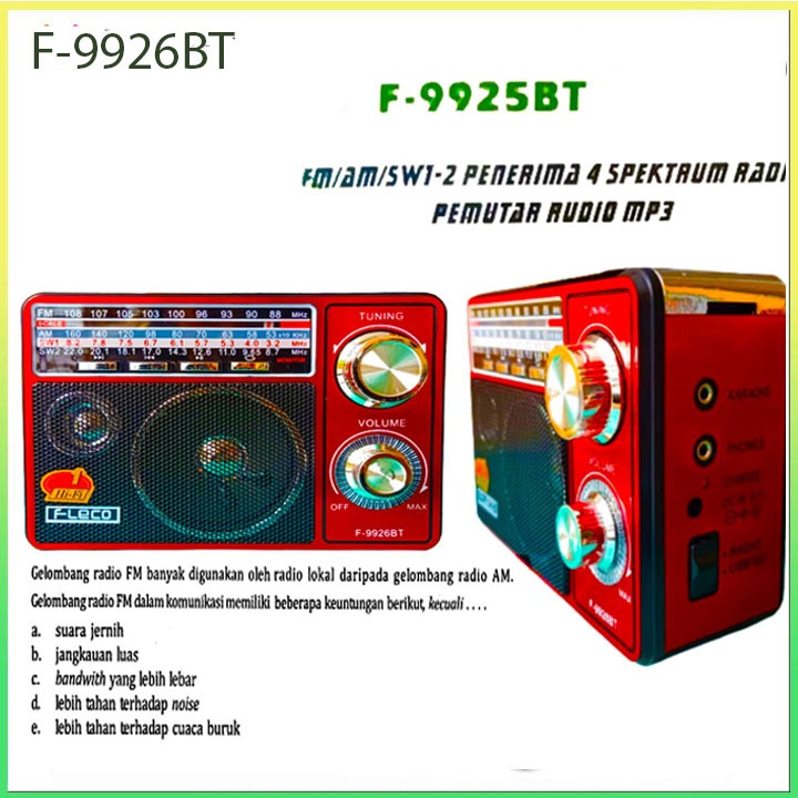 Jual Radio Portable FM AM SW - Radio Bluetooth Fleco F-9925BT - Radio ...