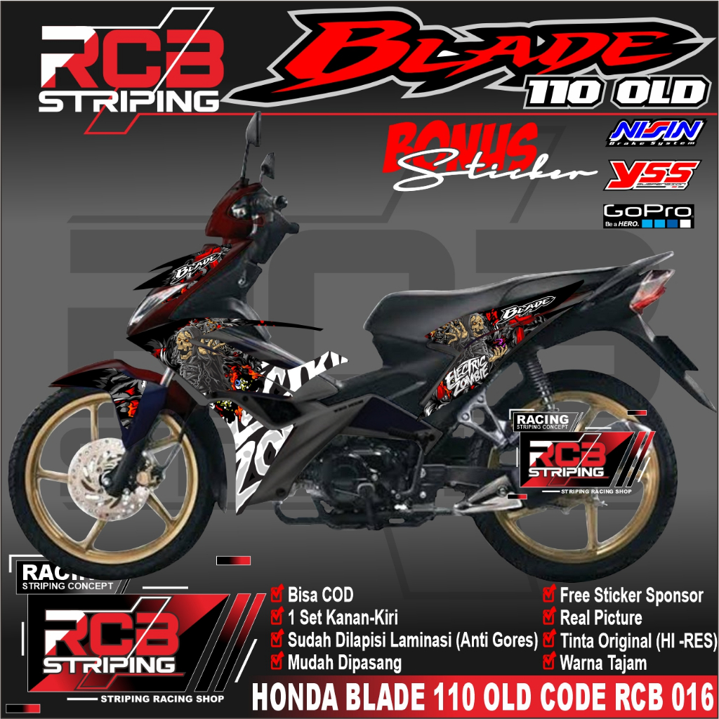 Jual STRIPING HONDA BLADE 110 R OLD RACING MOTIF ZOMBIE STICKER MOTOR ...
