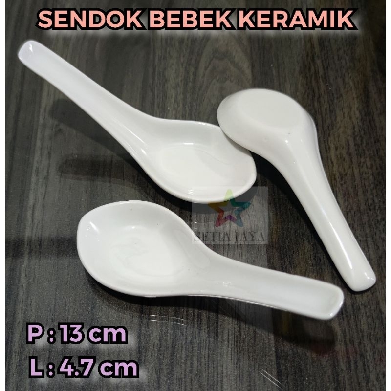 Jual SENDOK BEBEK KERAMIK PUTIH / SENDOK BUBUR / SENDOK SOP PORCELAIN ...