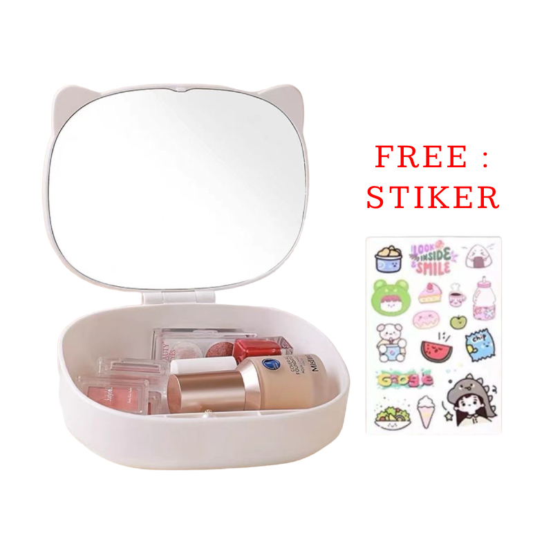 Jual K7MART KOTAK KOSMETIK CERMIN LIPAT 2IN1 PORTABLE / RAK KOSMETIK ...