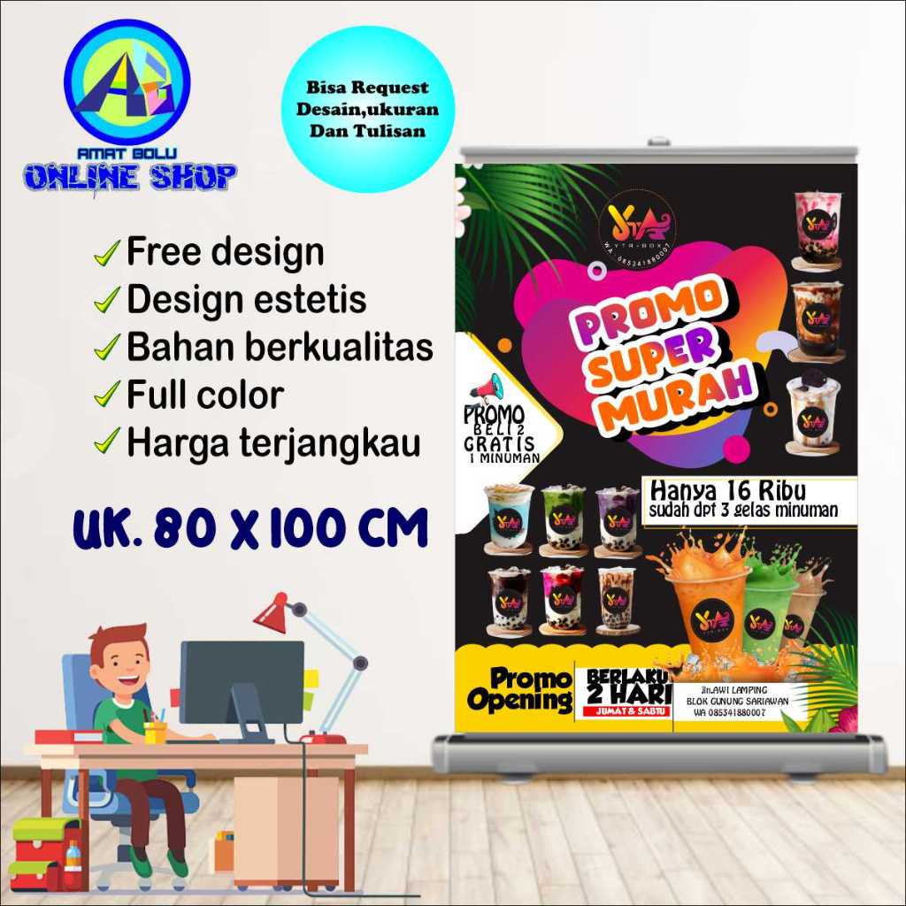 Jual SPANDUK PROMO BOBA UKURAN 80X100 BISA REQUEST | Shopee Indonesia