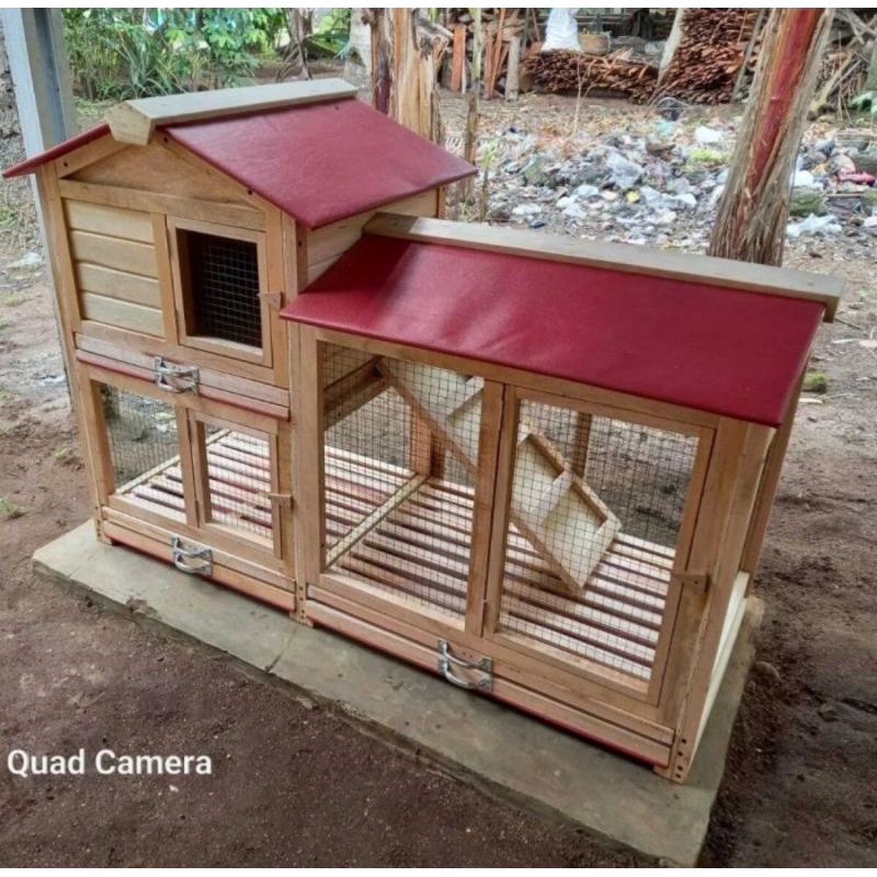 Jual Kandang kelinci / rumah kelinci kayu 2 tingkat indoor / outdoor ...