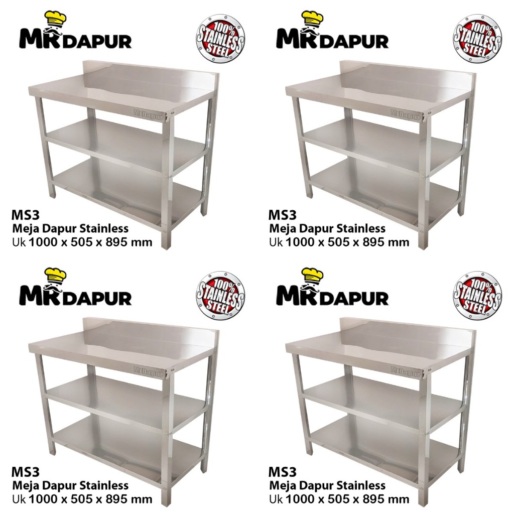 Jual Paket 4 Meja Stainless 3 rak Merk MR Dapur Kirim Batam | Shopee ...