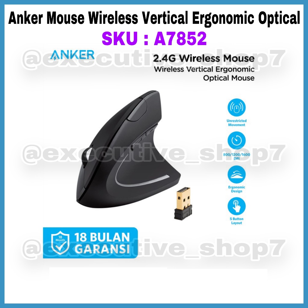 Jual Anker Mouse Wireless Vertical Ergonomic Optical - SKU : A7852 ...