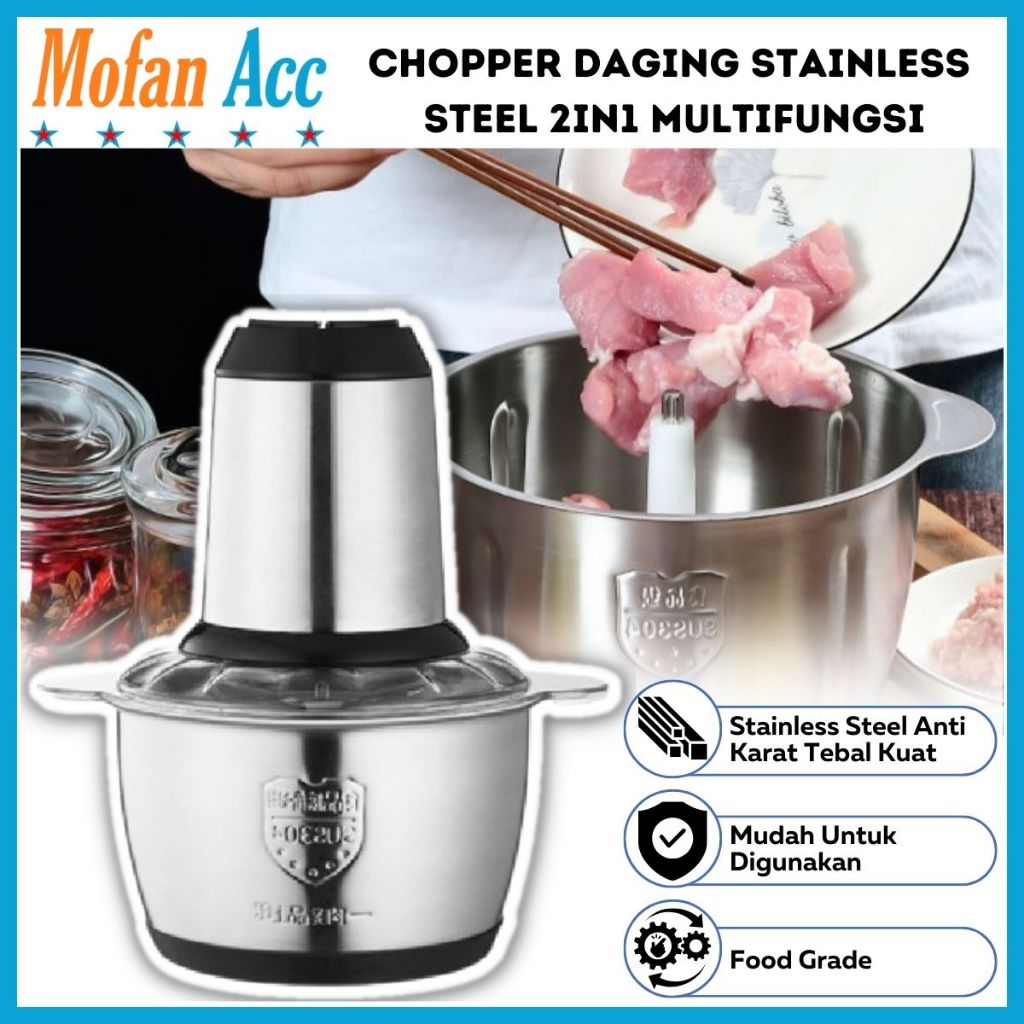 Jual Chopper Daging Stainless 2in1 Blender 4 Mata Pisau Stainless Steel ...