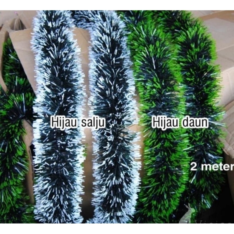 Jual GROSIR slinger for parcel ornament natal hijau salju / hijau daun ...
