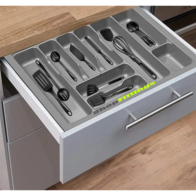 Jual Rak Sendok Garpu Pisau Dapur Sekat Laci Alat Tulis Rak Abu L or XL ...