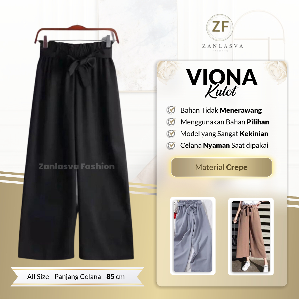 Jual Zanlasva Fashion - Viona Kulot Celana Kulot Tali Pita | Shopee Indonesia