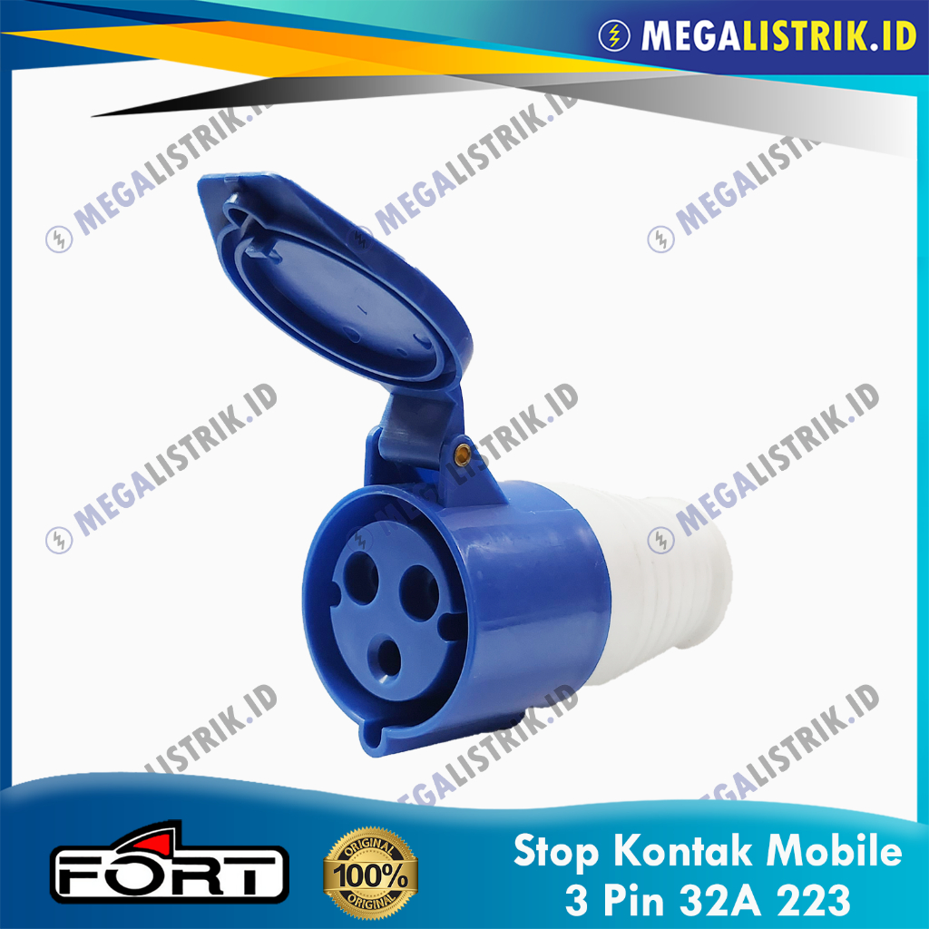 Jual FORT STOP KONTAK INDUSTRIAL MOBILE 3 PIN 32A / SOCKET GENSET GANTUNG 3 PIN / KAKI 2P+E 32 ...