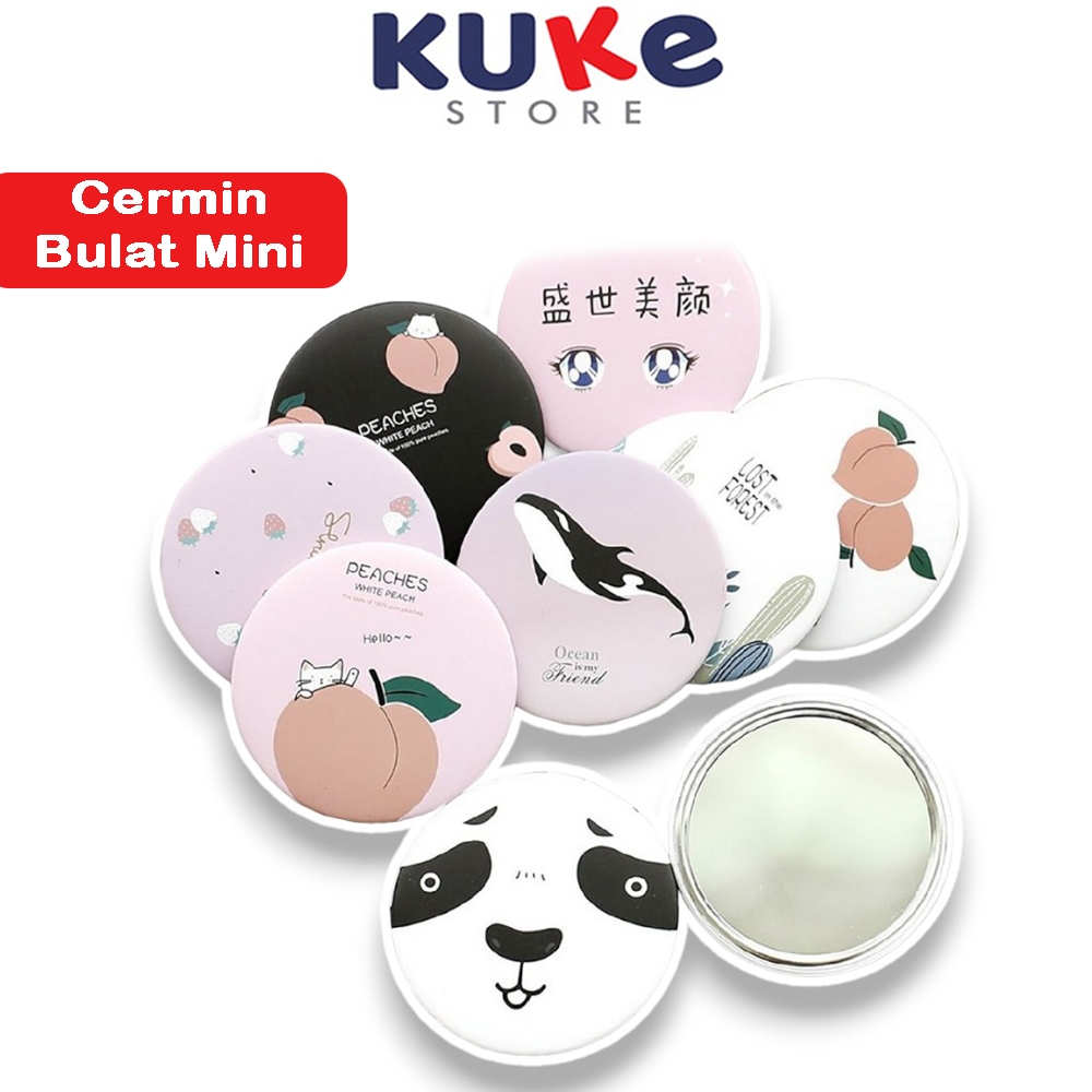 Jual KUKE Cermin Kaca Bulat Kecil K53 Cermin Rias Mini Karakter Motif ...