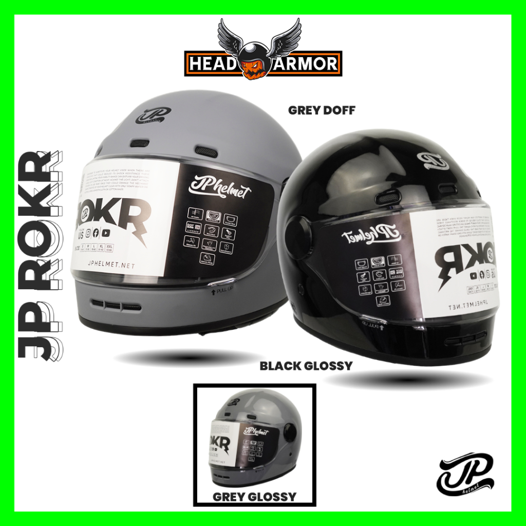Jual Helm JP ROKR Solid | Helm Retro | Full Face | Head Armor | Shopee ...