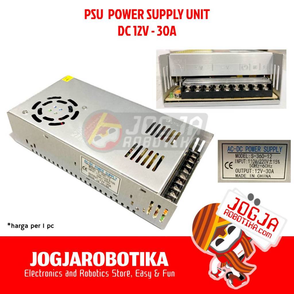 Jual PSU Power Supply Switching Adaptor 12V 12 Volt 30A 30 A 30Amper 30 Amper for CCTV | Shopee ...