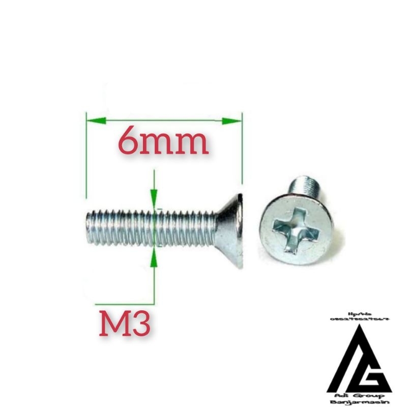Jual Baut JP M3 x 6 ( Baut JP 3x6 ) / Baut JF M3 x 6 ( Baut JF 3x6 ) / Baut Obeng | Shopee Indonesia
