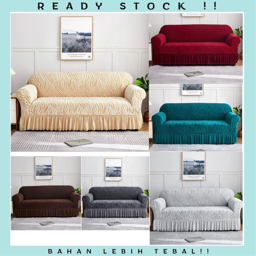 Jual Sofa Cover Jacquard With Skirt / Sarung Alas Penutup Sofa Renda ...