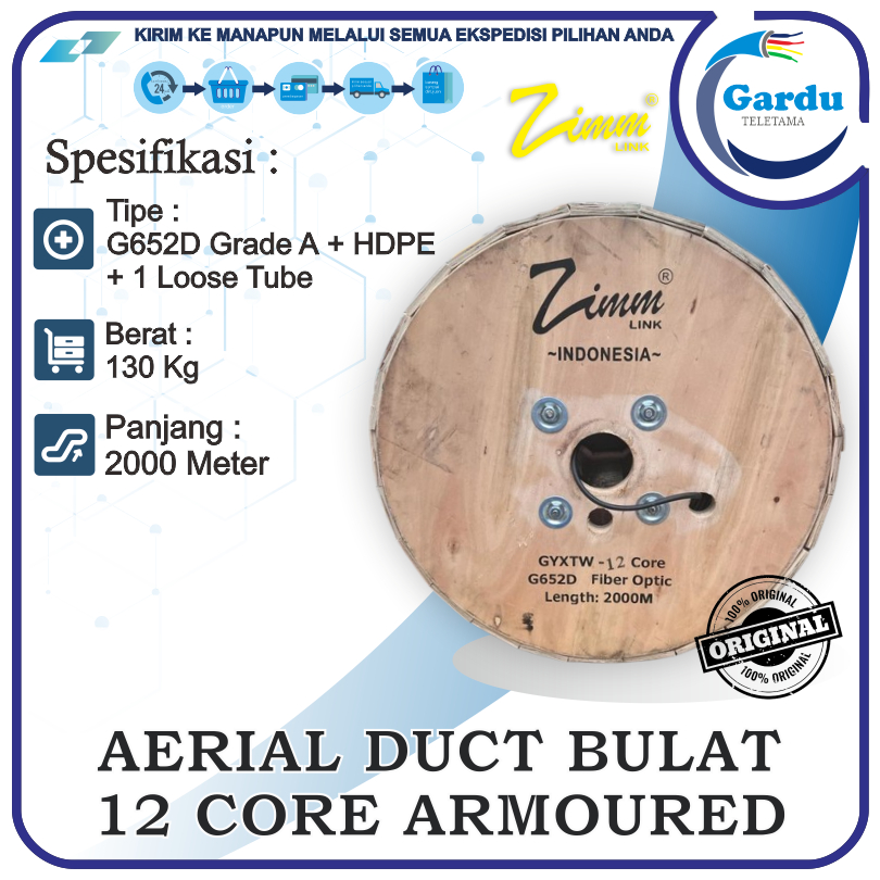 Jual KABEL FIBER OPTIC BULAT NON SLING - AERIAL DUCT 12 CORE ARMOURED ...