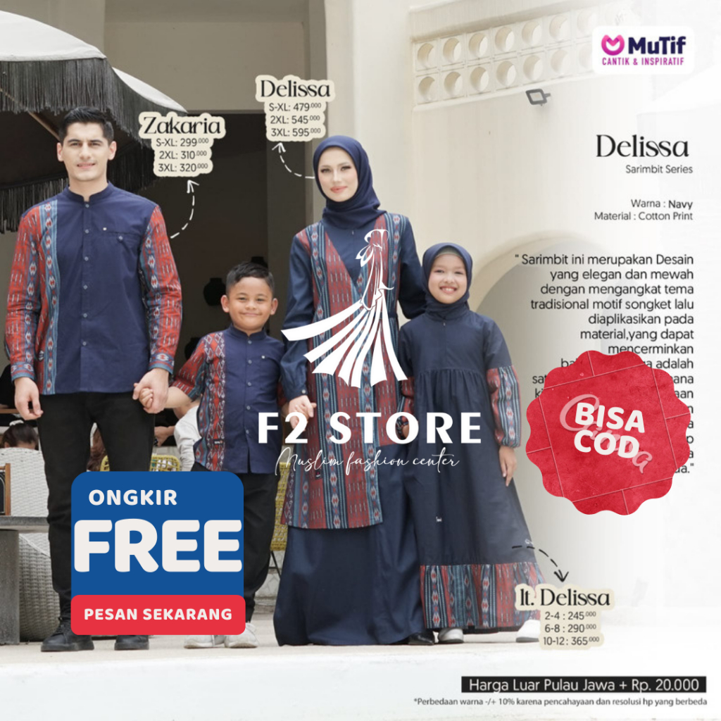 Jual BUSANA MUSLIM SARIMBIT COUPLE MUTIF ORIGINAL - DELISSA SERIES NAVY ...