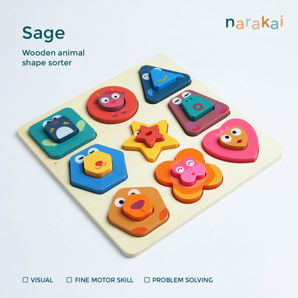 Jual Sage-Wooden Animal Shape Sorter | Mainan Kayu | Shopee Indonesia